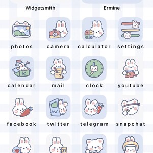 Kawaii Bunny Ios Icon Pack: Pastel Blue App Covers (digital Download ...