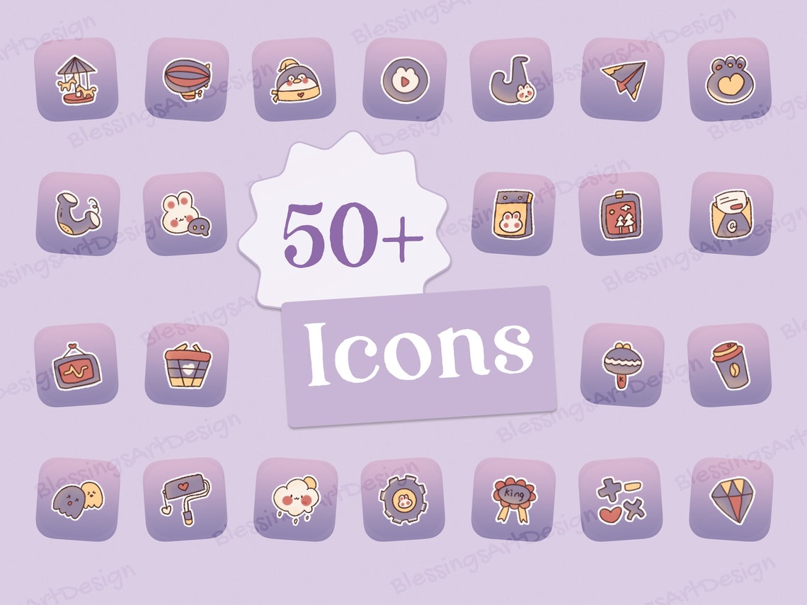 Cosmic Starlight Ios Icons Pack Aesthetic Cute Cozy Lo-fi Hand Drawn ...