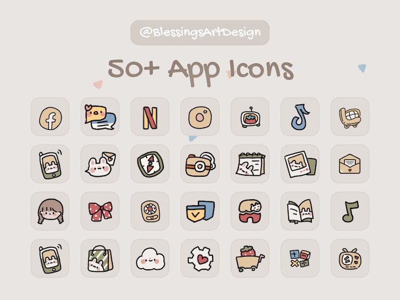 50 Icon Cute Small Girl Ios Icons Pack Iphone Theme App - Etsy