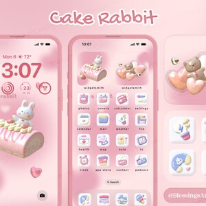 3D Cake Rabbit | Ios Icons Pack Bundle, iPhone Theme, App Covers, Icons ...