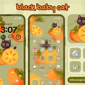 Black Baby Cat | Ios Icons Pack Bundle, iPhone Theme, App Covers, Icons ...