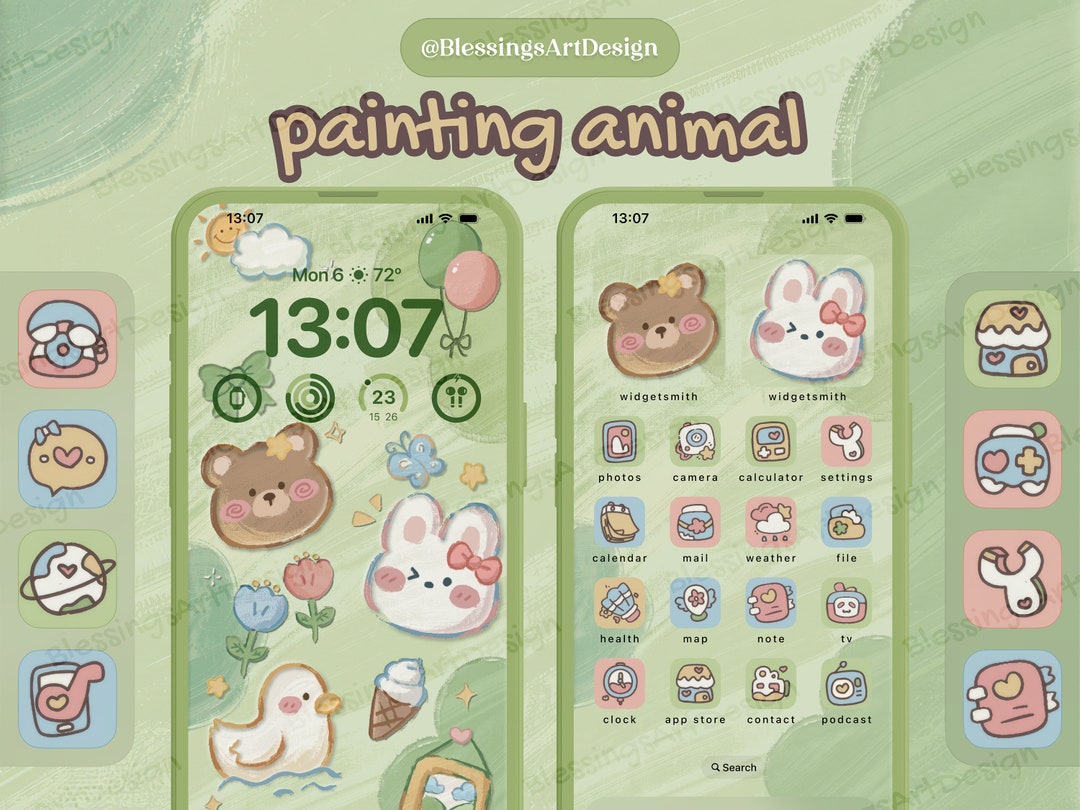 Painting Animal | Ios Icons Pack Bundle, iPhone Theme, App Covers ...
