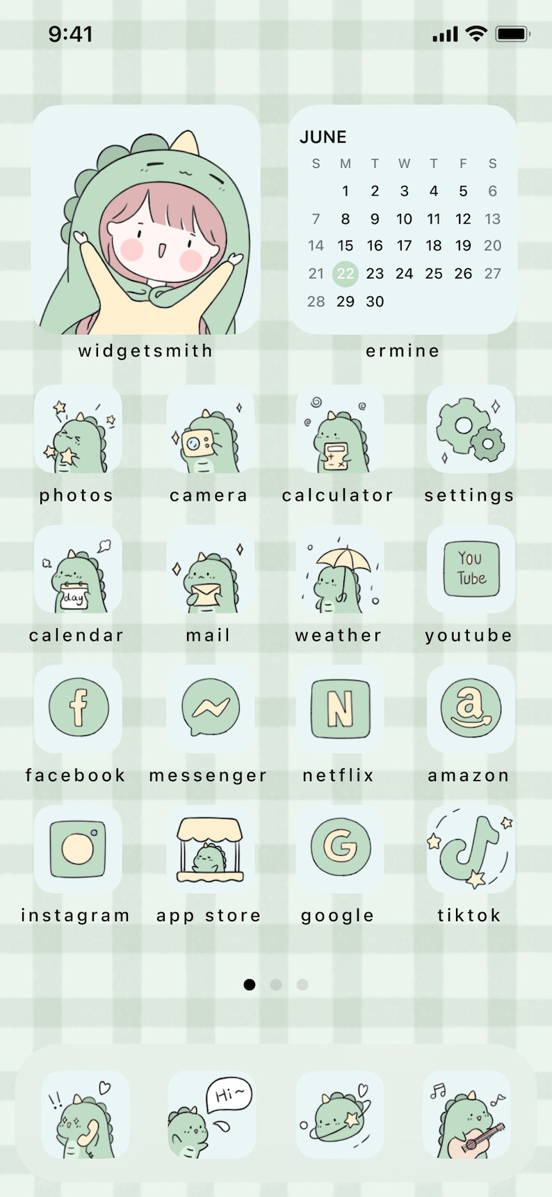 55 Green Baby Dinosaur Ios Icons Pack Iphone Theme Kawaii - Etsy