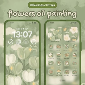 Flowers Oil Painting | Ios Icons Pack Bundle, iPhone Theme, App Cover ...
