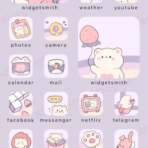 Soft Taro Bear | Ios Icons Pack, iPhone Theme, App Cover, Icons Skin ...