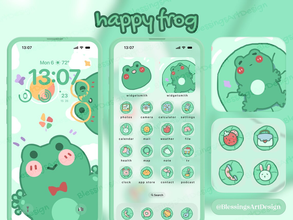 Happy Frog | Ios Icons Pack Bundle, iPhone Theme, App Covers, Icons ...