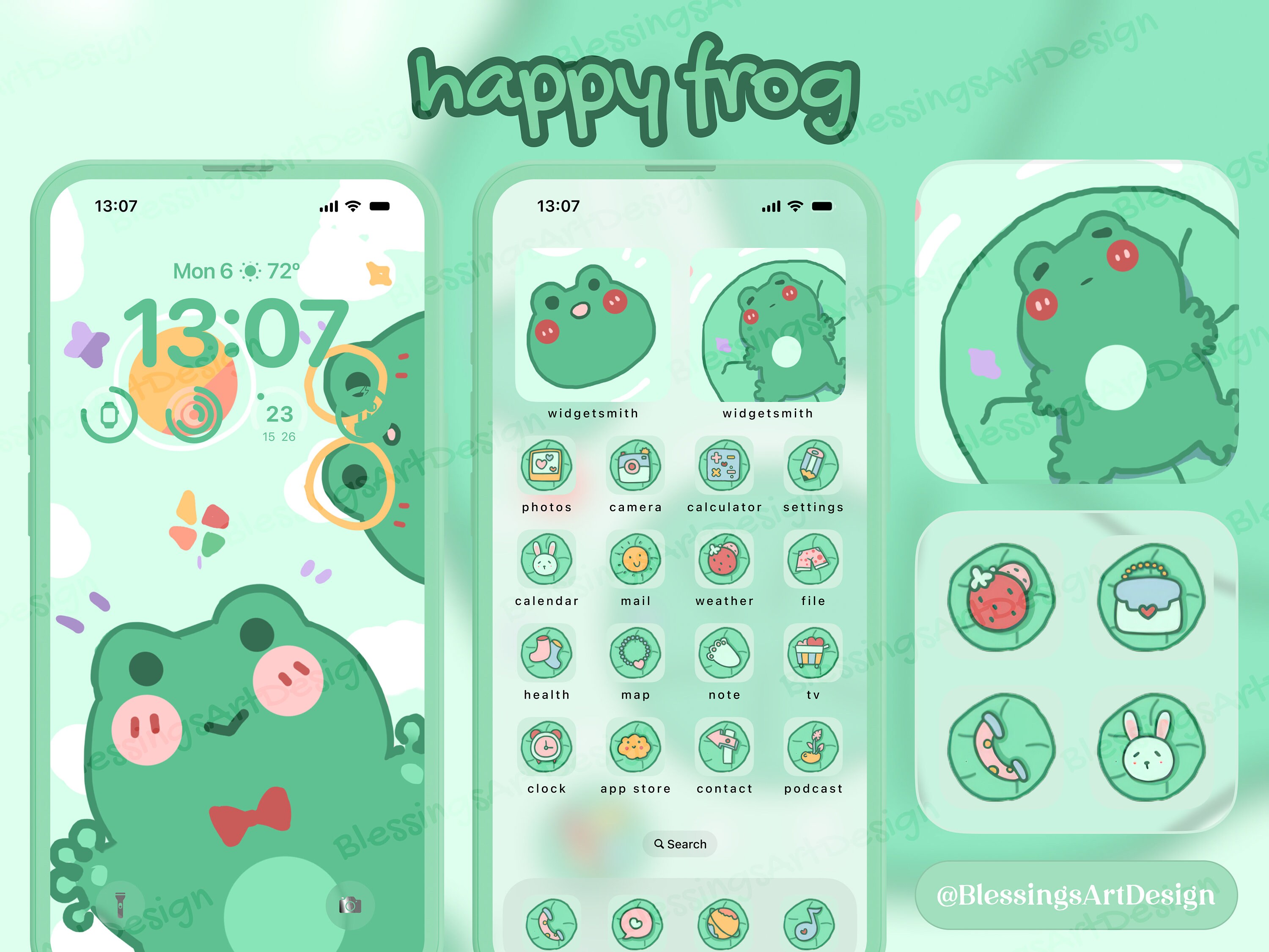 Happy Frog | Ios Icons Pack Bundle, iPhone Theme, App Covers, Icons ...