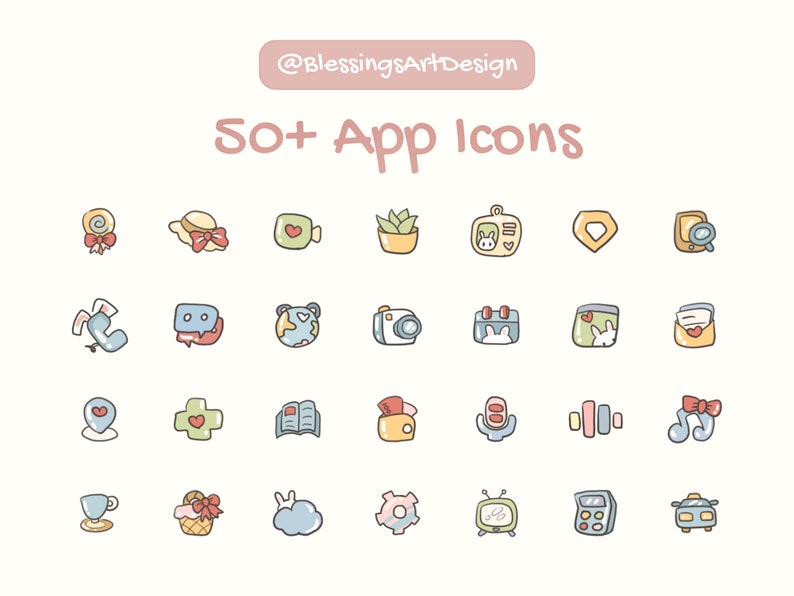 50+ Icon | Cute Animal | Ios Icons Pack, iPhone Theme, App Cover, Icons ...