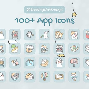 100+ Cute Kawaii Cat | Ios Icons Pack, iPhone Theme, App, Icons, Ipad ...