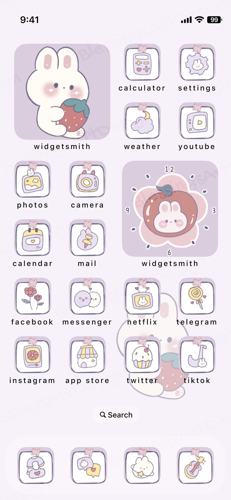 Milk Tea Rabbit | Ios Icons Pack, iPhone Theme, App Cover, Icons Skin ...