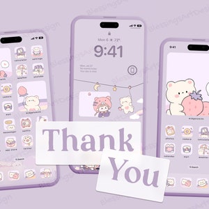 Soft Taro Bear | Ios Icons Pack, iPhone Theme, App Cover, Icons Skin ...