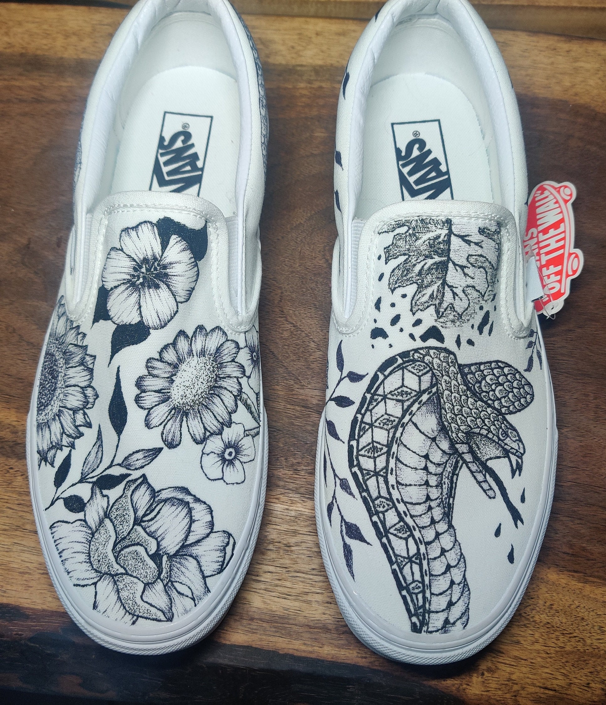 Custom Designed Hand-drawn Vans Slip-ons - Etsy Canada