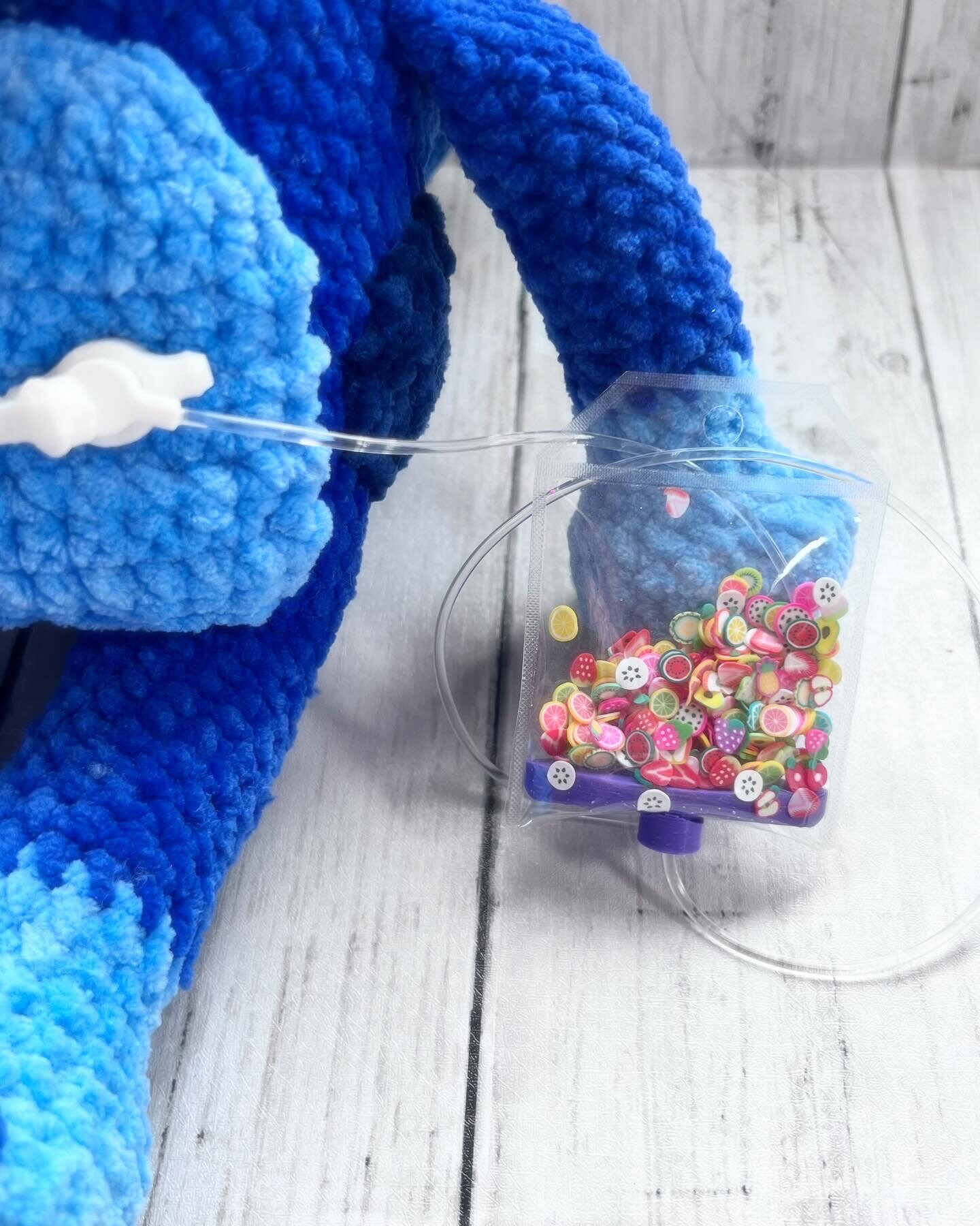 Blue Dog Plush With G-tube and Bag, Brown Dog Plush, Stuffy, Stuffed ...