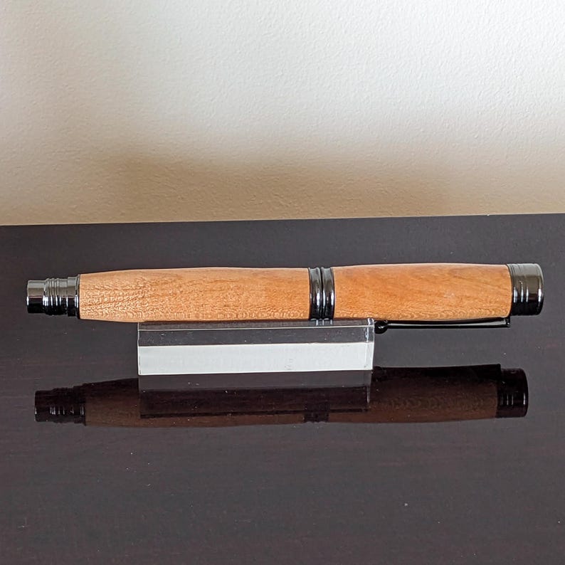 Handmade Black Cherry Fountain Pen, Gun Metal Fittings, 24 Carat Gold ...