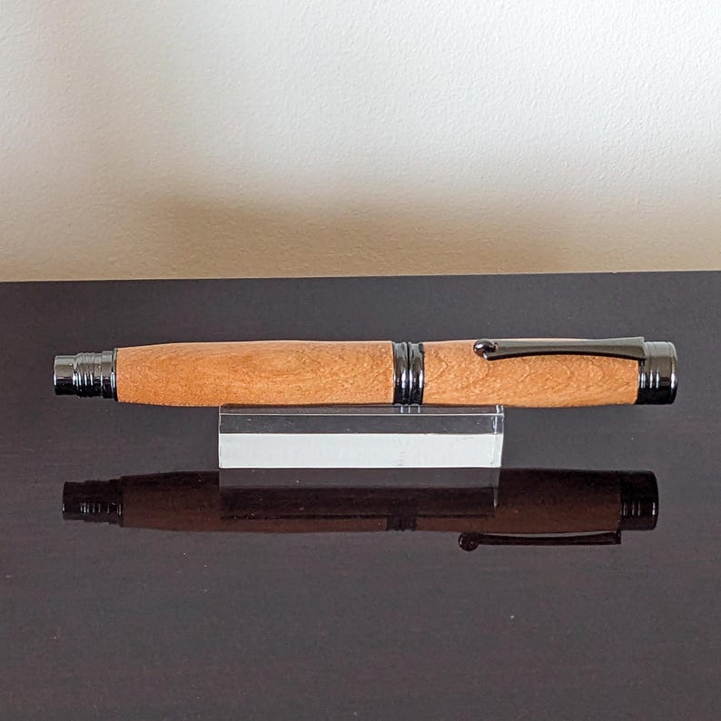 Handmade Black Cherry Fountain Pen, Gun Metal Fittings, 24 Carat Gold ...