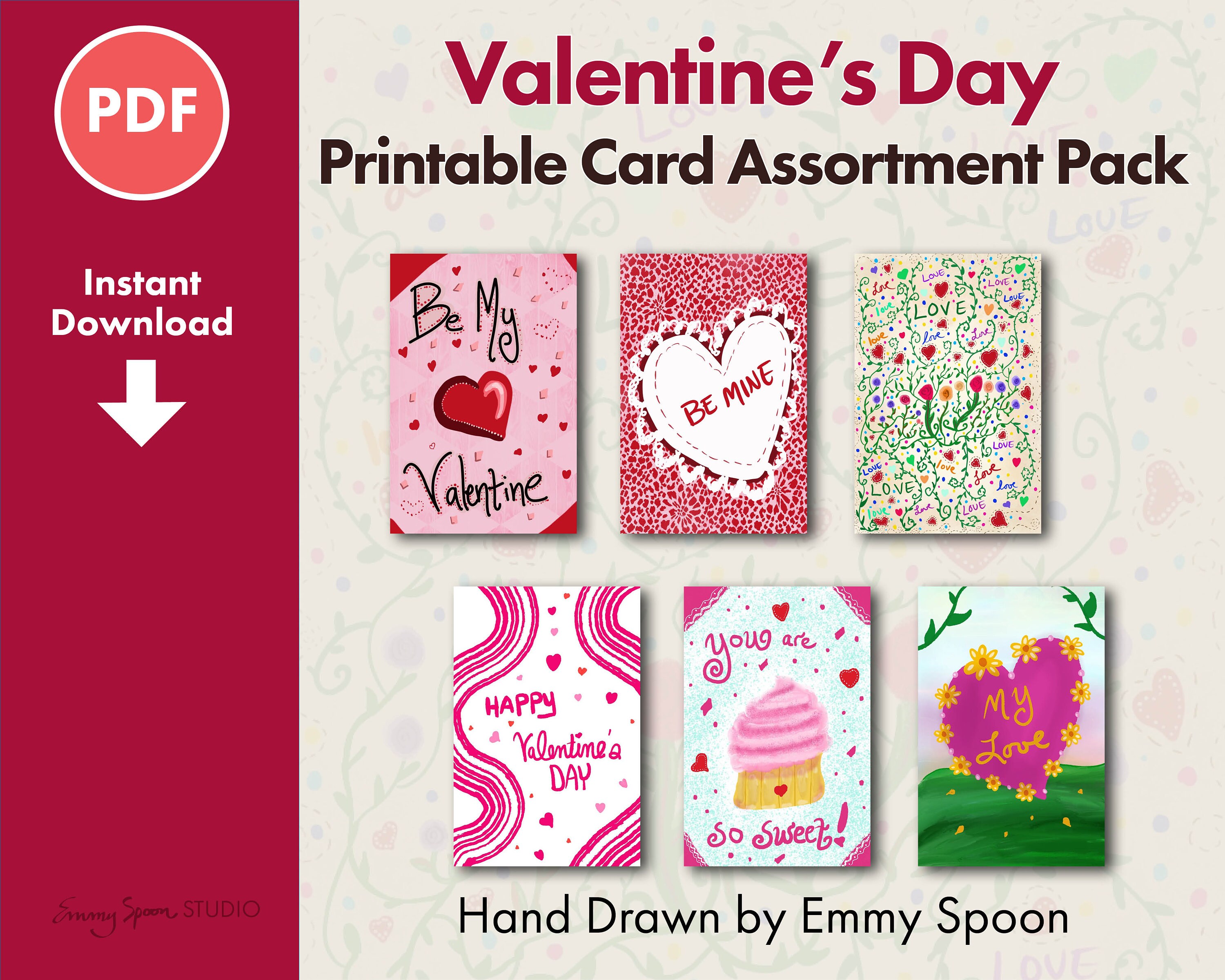 Printable Valentine Card Variety Pack, Digital Download - Etsy