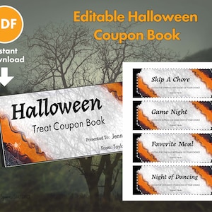 Halloween Editable Coupons, Personalized Coupons, Digital Download, PDF ...