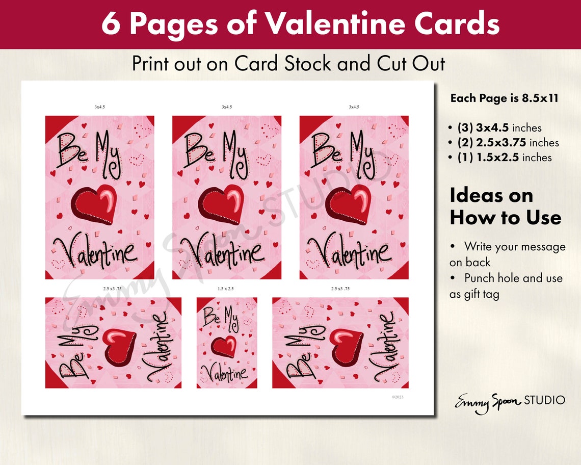 Printable Valentine Card Variety Pack, Digital Download - Etsy