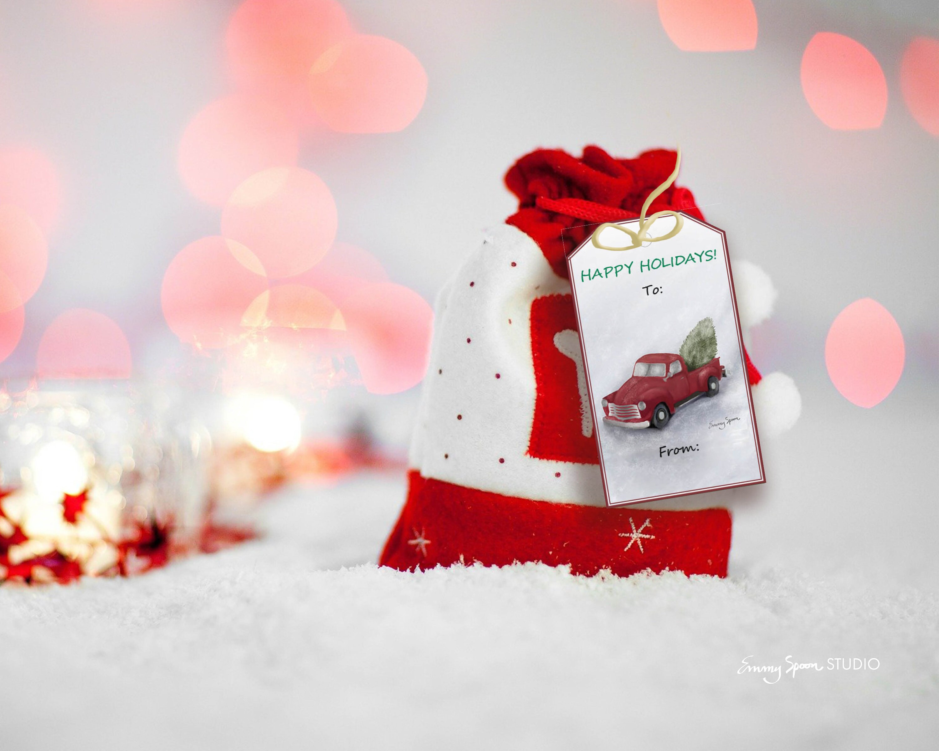 Red Holiday Truck Gift Tag Template Editable PRINTABLE PDF - Etsy
