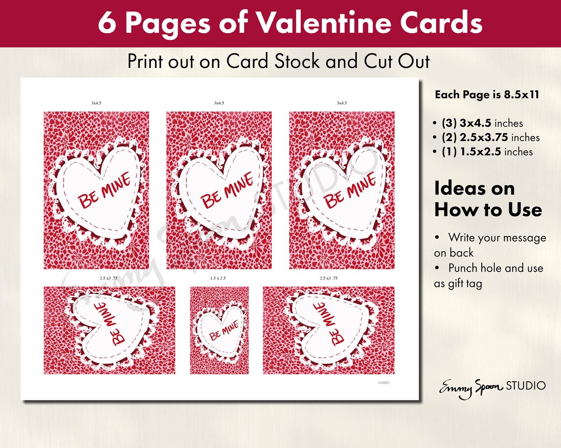 Printable Valentine Card Variety Pack, Digital Download - Etsy