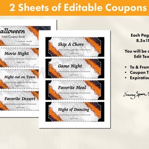 Halloween Editable Coupons, Personalized Coupons, Digital Download, PDF ...