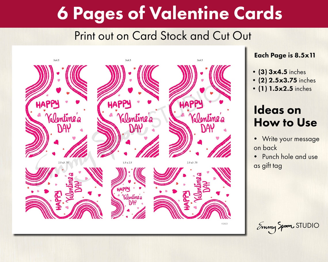 Printable Valentine Card Variety Pack, Digital Download - Etsy