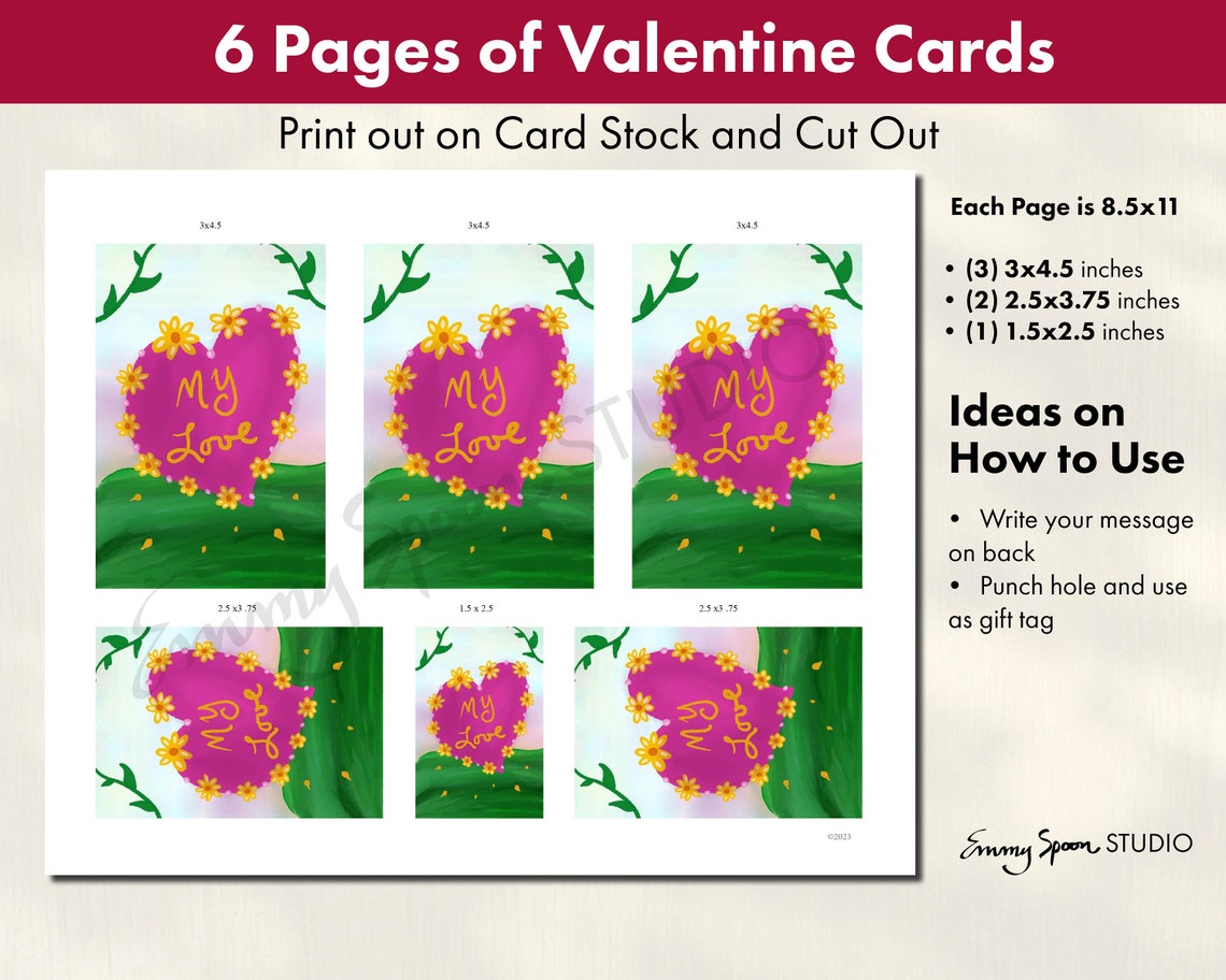 Printable Valentine Card Variety Pack, Digital Download - Etsy