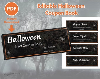 Halloween Editable Coupons, Personalized Coupons, Digital Download, PDF ...