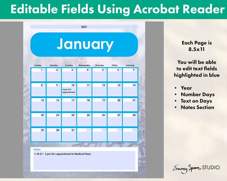 Editable Printable Calendar With Bonus Paper Pack Custom 12-month ...