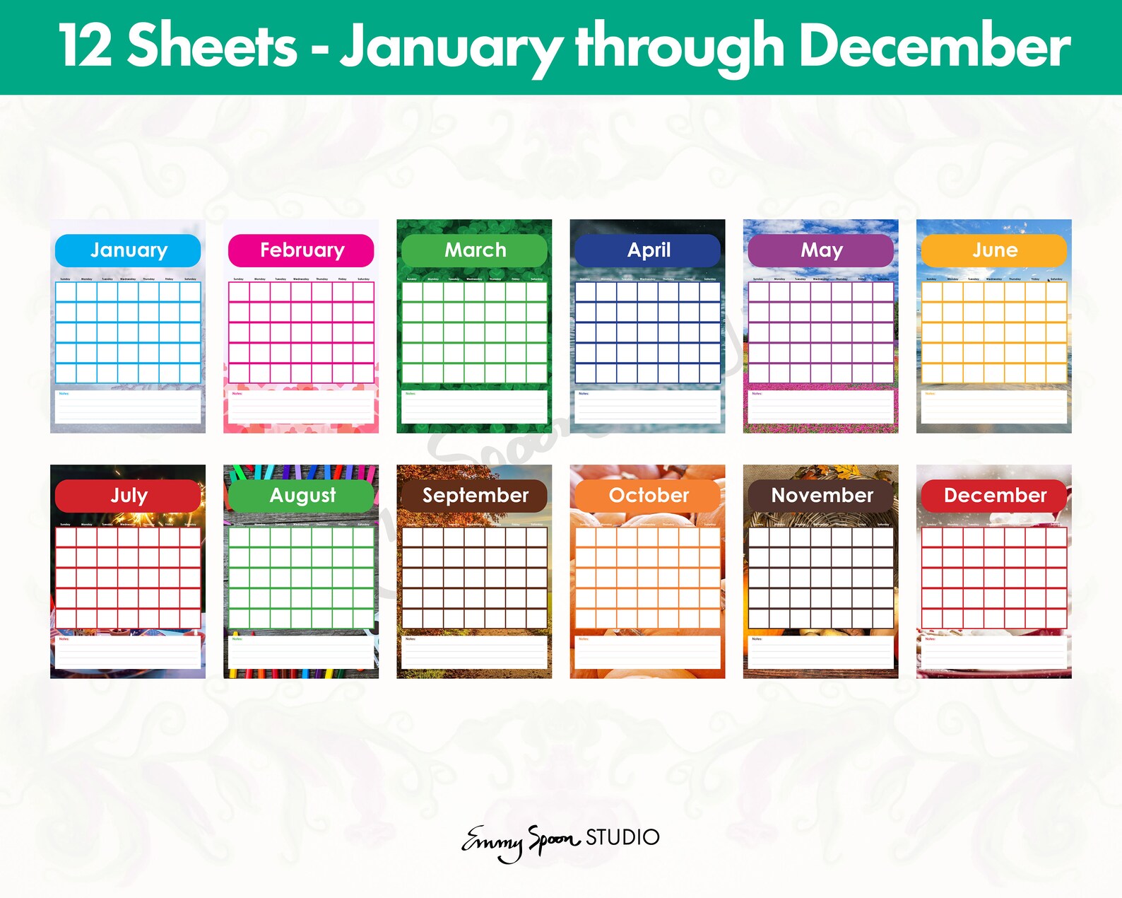 Editable Printable Calendar With Bonus Paper Pack – Custom 12-month ...