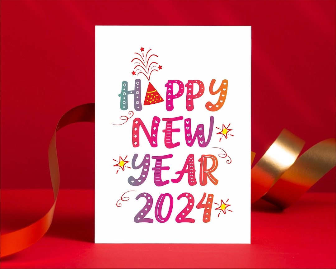 New Year Card Printable Digital New Year Card Happy New Year - Etsy UK