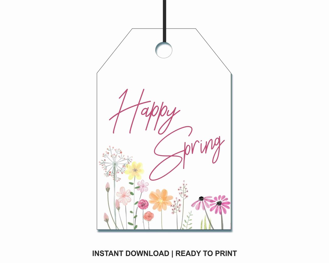 Spring Tags Printable, Happy Spring Tags, Spring Tags Digital, Happy ...