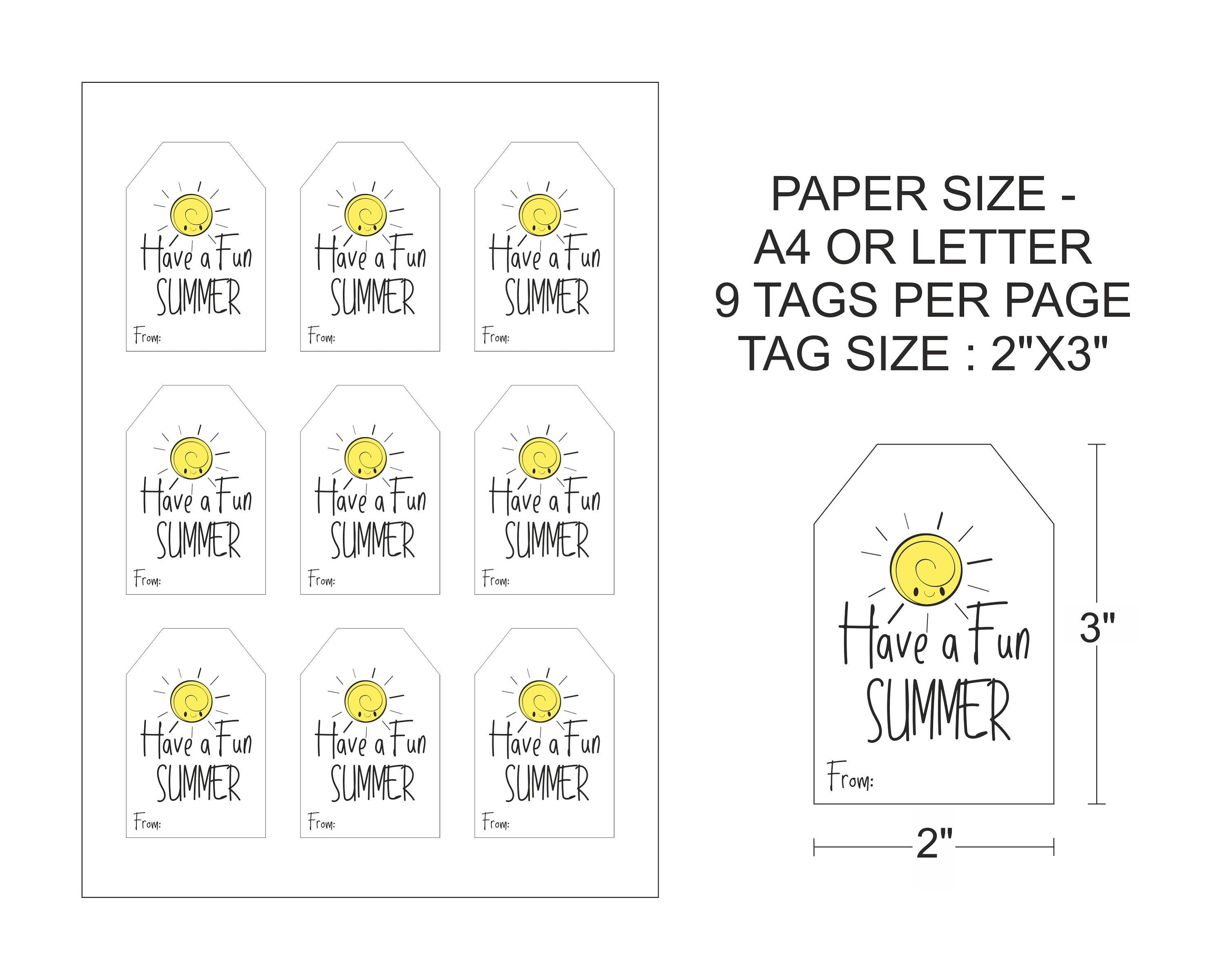 Summer Tags Summer Gift Tags Printable Gift Tag School Gift - Etsy