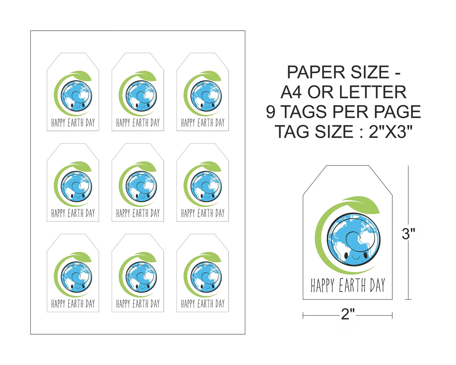 Earth Day Tags, Earth Day Gift Tag, Happy Earth Day Tags, Earth Day ...