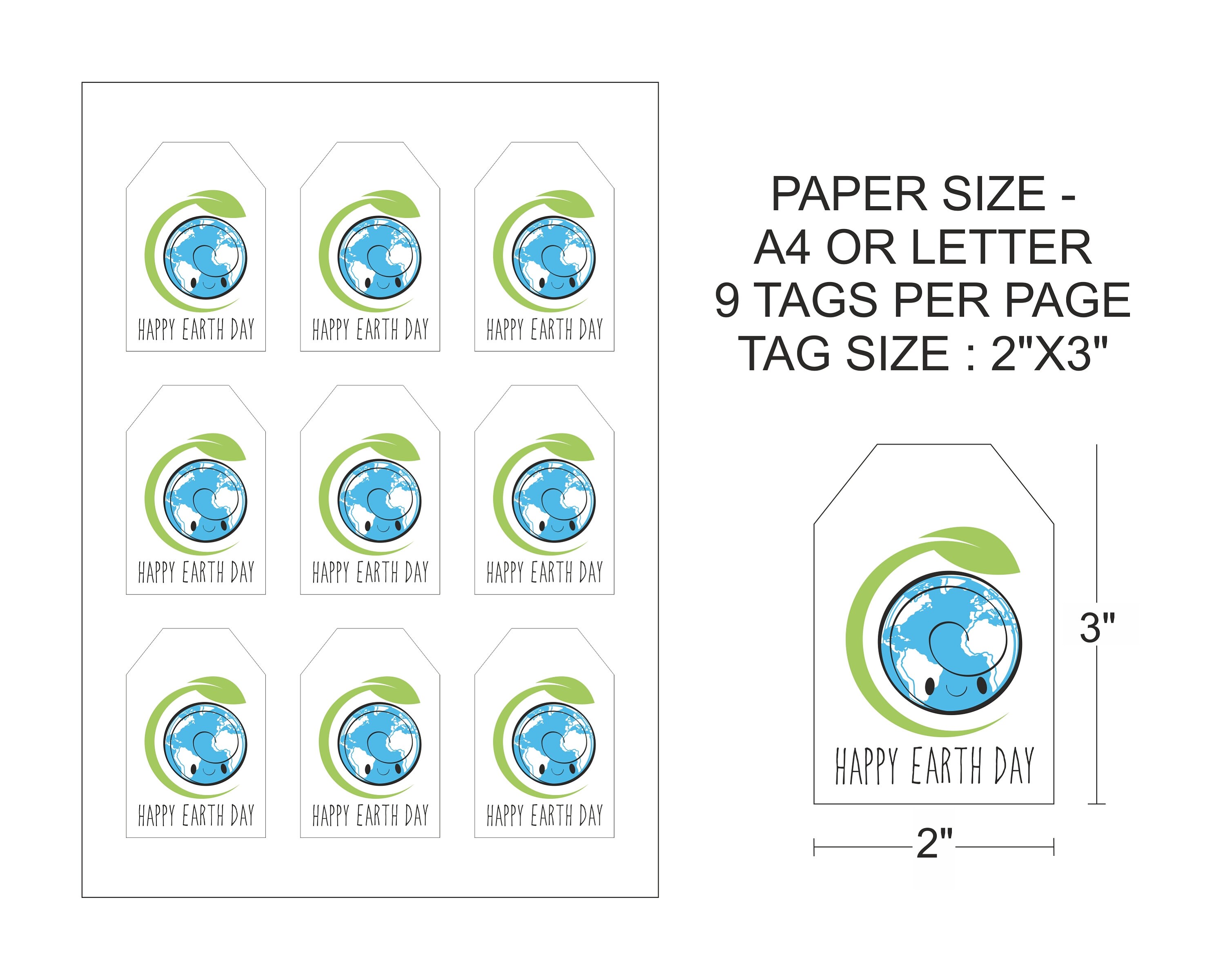 Earth Day Tags, Earth Day Gift Tag, Happy Earth Day Tags, Earth Day ...