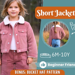 Jacket Sewing Pattern for Kids, Short Jacket Pattern, Kids Pattern, PDF ...