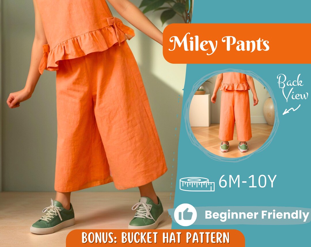 Pants Sewing Pattern for Kids, Elastic Waistband Pants Pattern, Kids ...