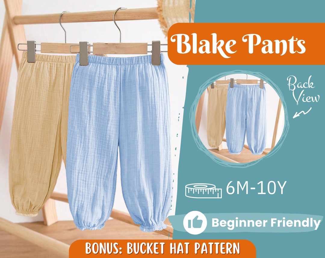 Pants Sewing Pattern for Kids, Elastic Waistband Pants Pattern, Kids ...
