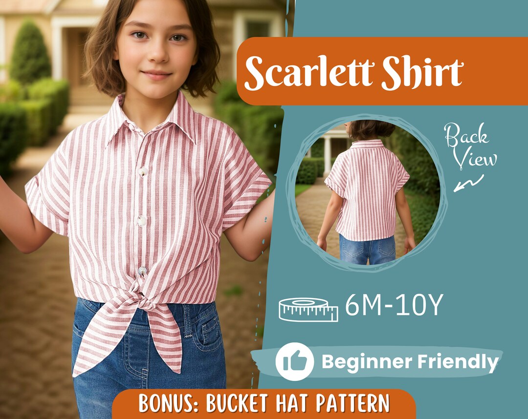 Shirt Sewing Pattern for Kids, Girl's Shirt Pattern, Kids Pattern, PDF ...