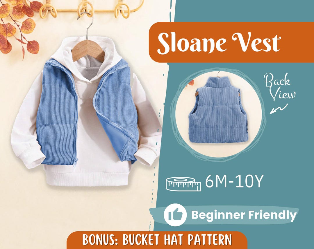 Puffer Vest Sewing Pattern for Kids, Puffer Vest, Kids Pattern, PDF ...