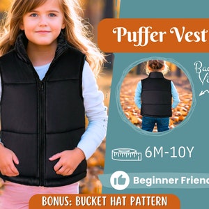 Puffer Vest Sewing Pattern for Kids, Puffer Vest, Kids Pattern, PDF ...