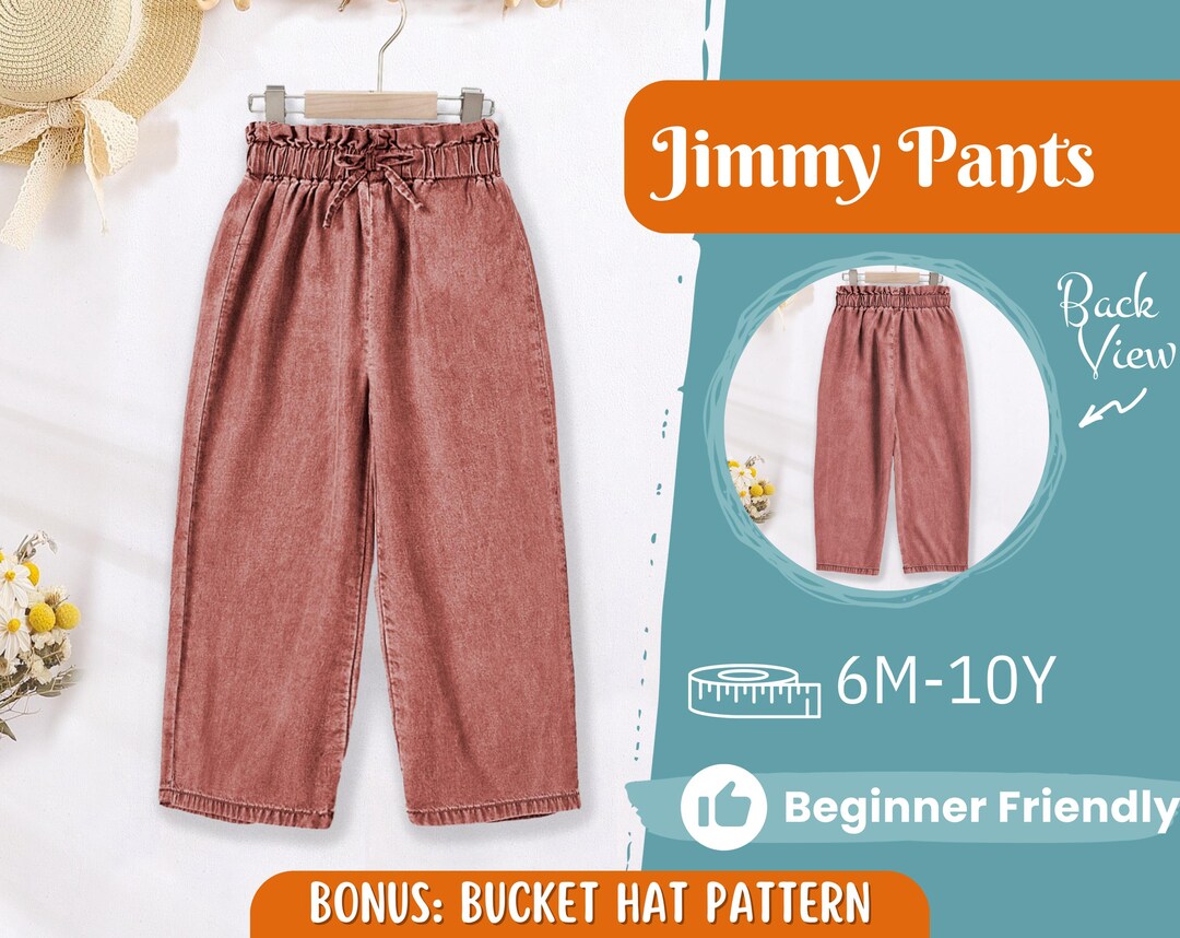 Pants Sewing Pattern for Kids, Elastic Waistband Pants Pattern, Kids ...