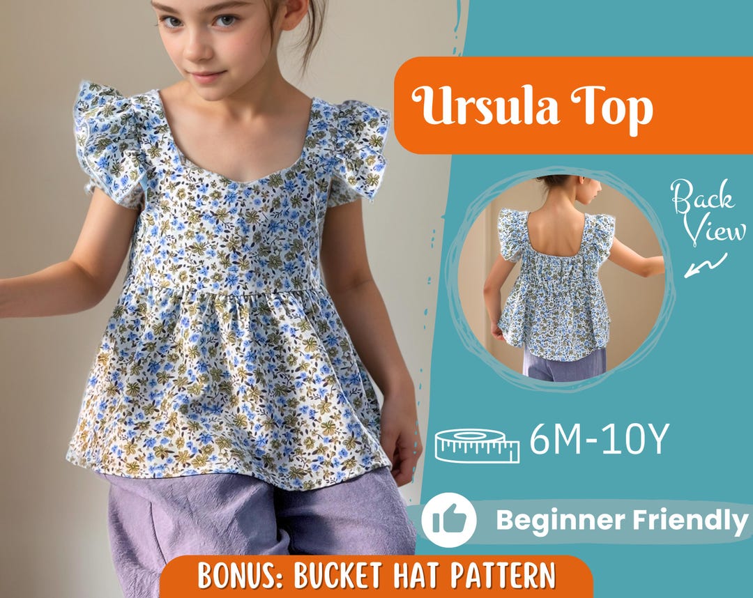Top Sewing Pattern for Kids, Top Pattern, Kids Pattern, Girl Pattern ...