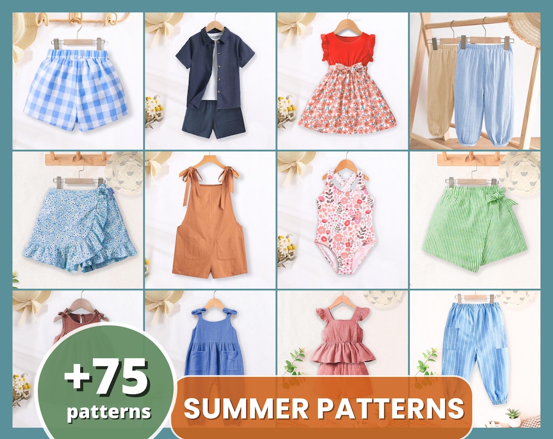Kids Sewing Patterns Bundle, Sewing Patterns, Kids Patterns, Summer ...