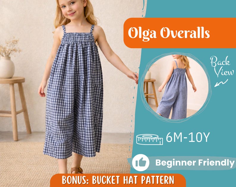 Overalls Sewing Pattern for Kids, Overalls Pattern, Kids Pattern ...