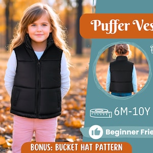 Puffer Vest Sewing Pattern for Kids, Puffer Vest, Kids Pattern, PDF ...