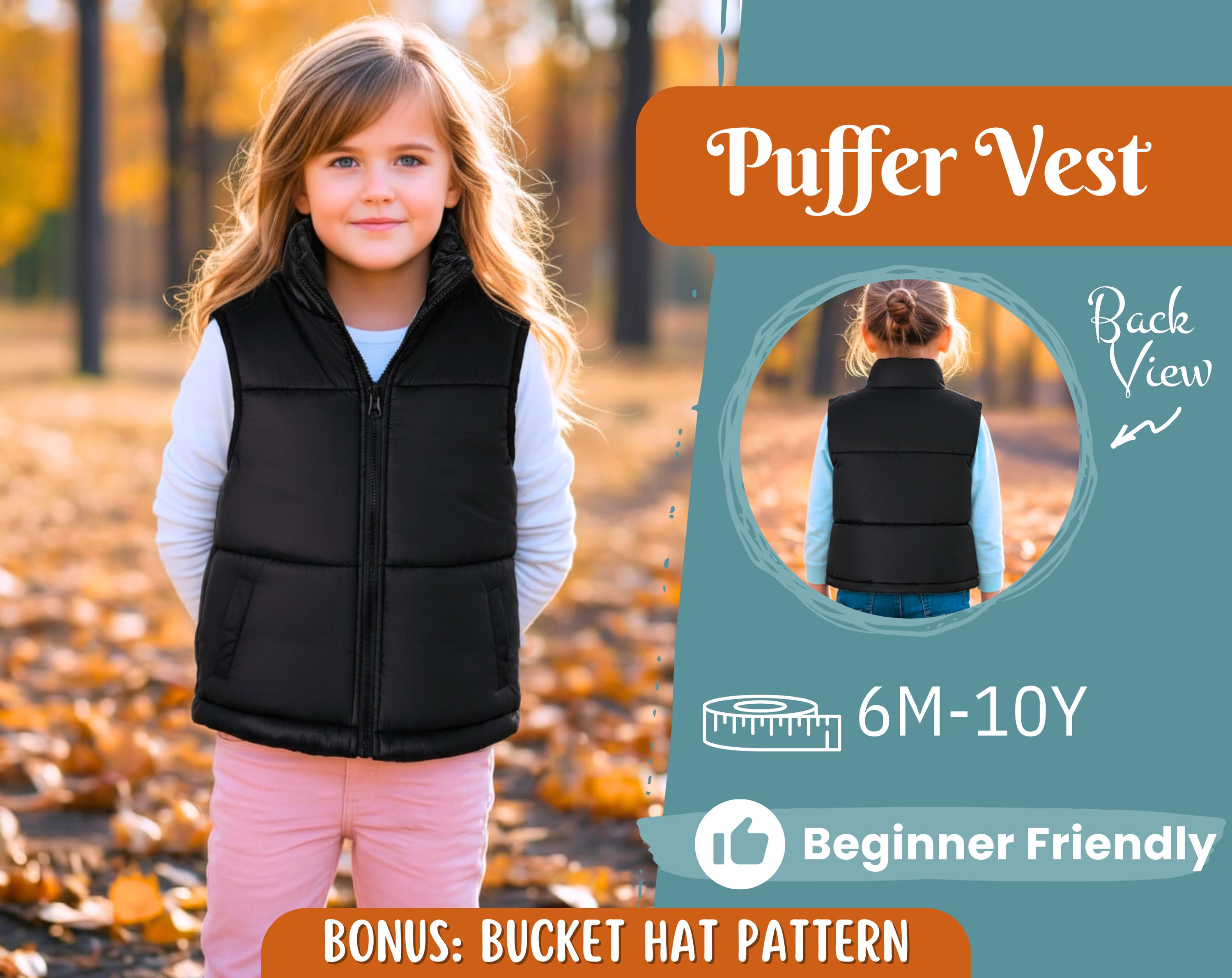 Puffer Vest Sewing Pattern for Kids, Puffer Vest, Kids Pattern, PDF ...