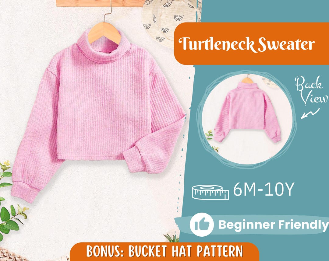 Sweater Sewing Pattern for Kids, Sweater Pattern, Turtleneck Sweater ...