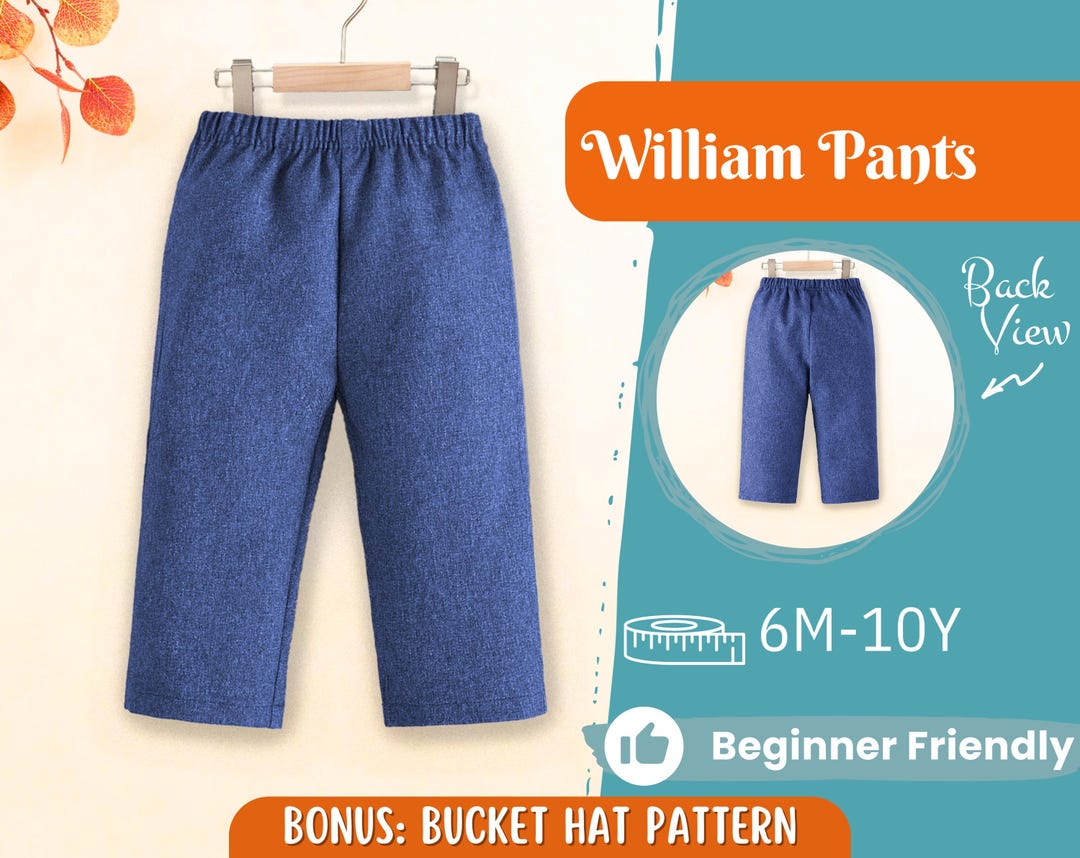 Pants Sewing Pattern for Kids, Elastic Waistband Pants Pattern, Kids ...