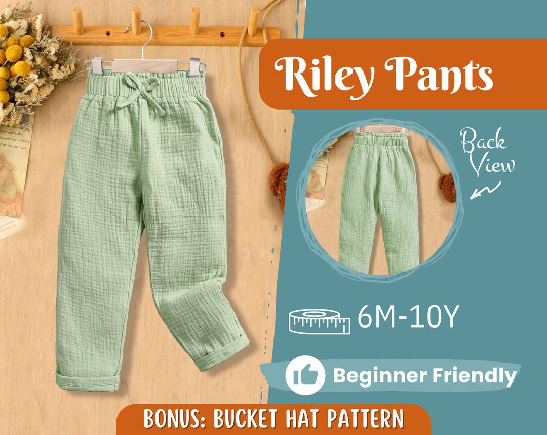 Pants Sewing Pattern for Kids, Elastic Waistband Pants Pattern, Kids ...